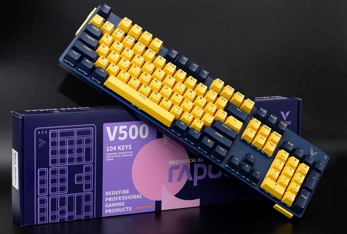 Обзор клавиатуры Rapoo V500PRO Yellow Blue — i2HARD