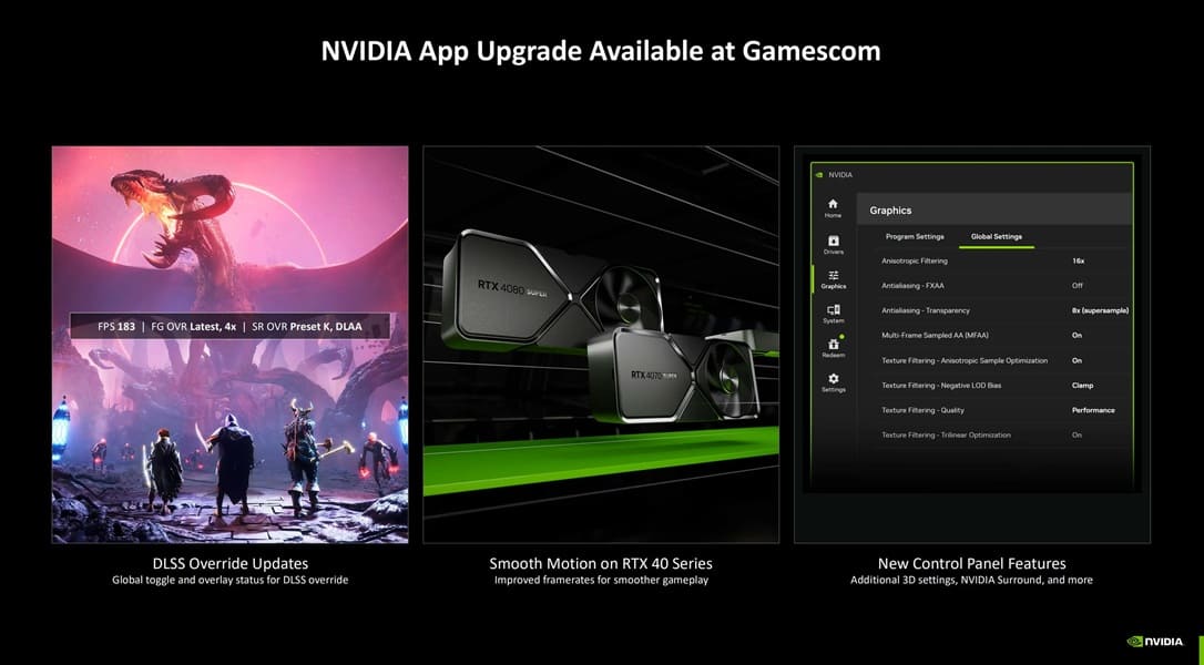 Обновление NVIDIA App добавляет Smooth Motion для RTX 4000 и глобальное изменение версии DLSS ...